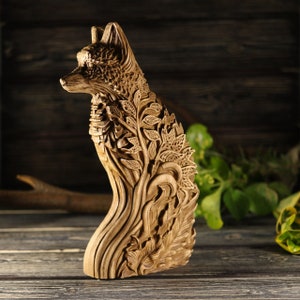 Fox Statue Fox Figurine Fox Sculpture Wood Fox Statue - Etsy