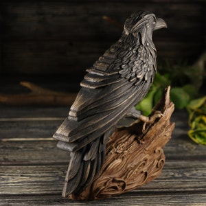 Raven Statue Raven Figurine Crow Statue Crow Figurine Wooden Raven ...