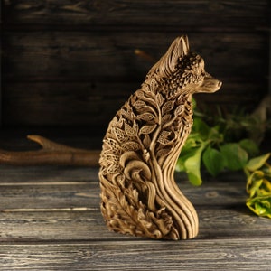 Fox Statue Fox Figurine Fox Sculpture Wood Fox Statue - Etsy