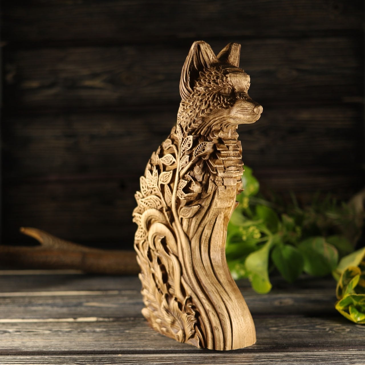 Fox Statue Fox Figurine Fox Sculpture Wood Fox Statue - Etsy
