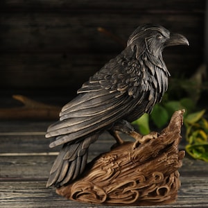 Ash Wood Raven Statue: Bird Enthusiast Gift - Etsy