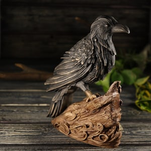 Ash Wood Raven Statue: Bird Enthusiast Gift - Etsy
