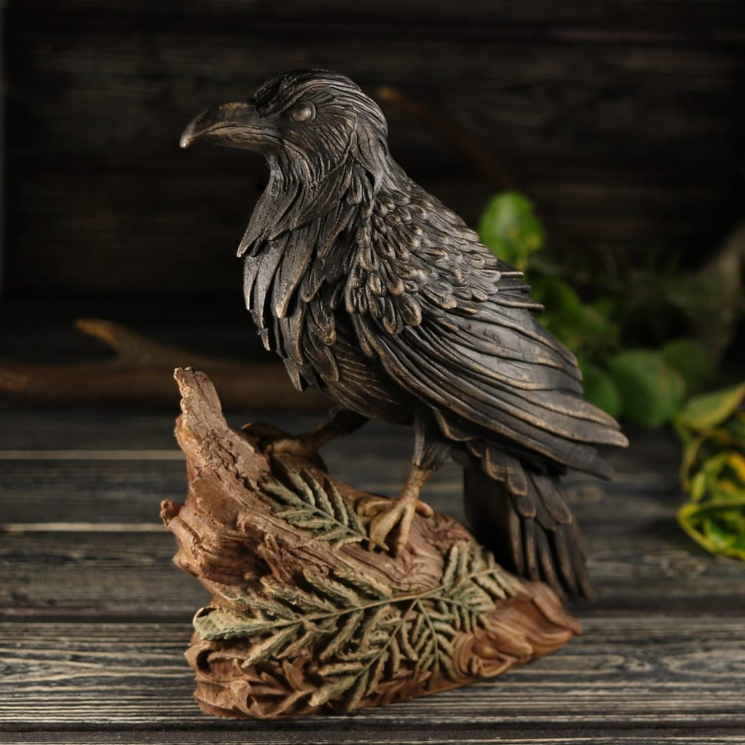 Ash Wood Raven Statue: Bird Enthusiast Gift - Etsy