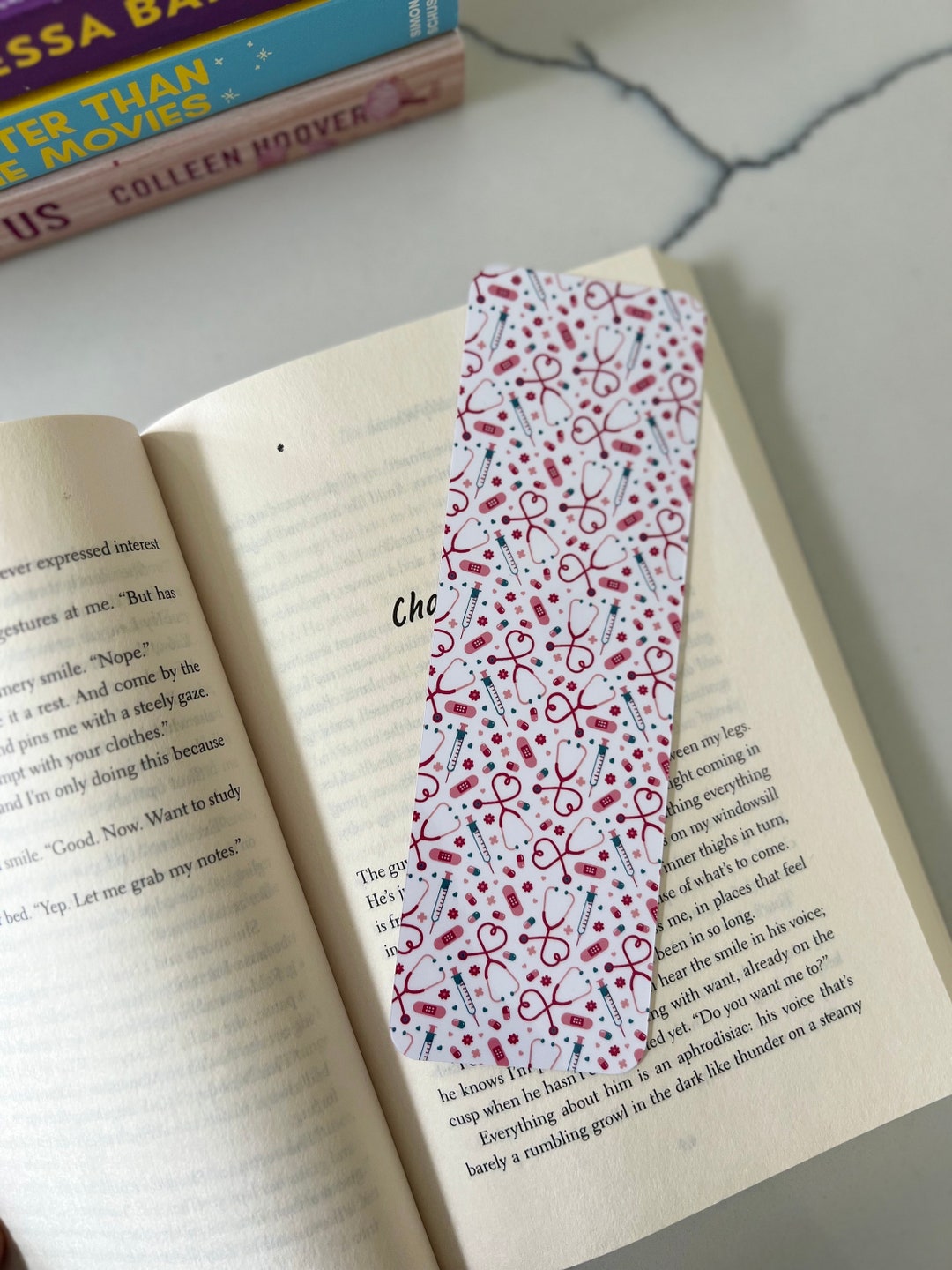 Nurse Pattern Bookmark, Handmade Laminated Bookmark, Book Lover Gift ...