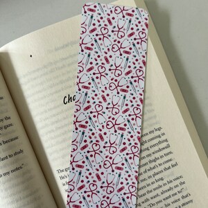 Nurse Pattern Bookmark, Handmade Laminated Bookmark, Book Lover Gift ...