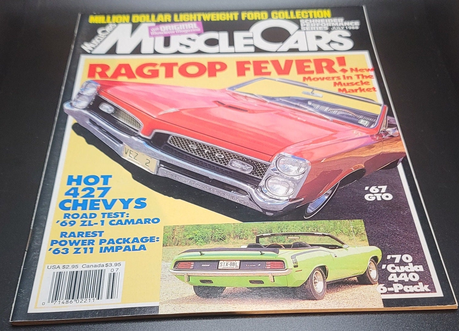 VINTAGE July 1988 Issue Muscle Cars Magazine. Muscle Tests. Schneider ...