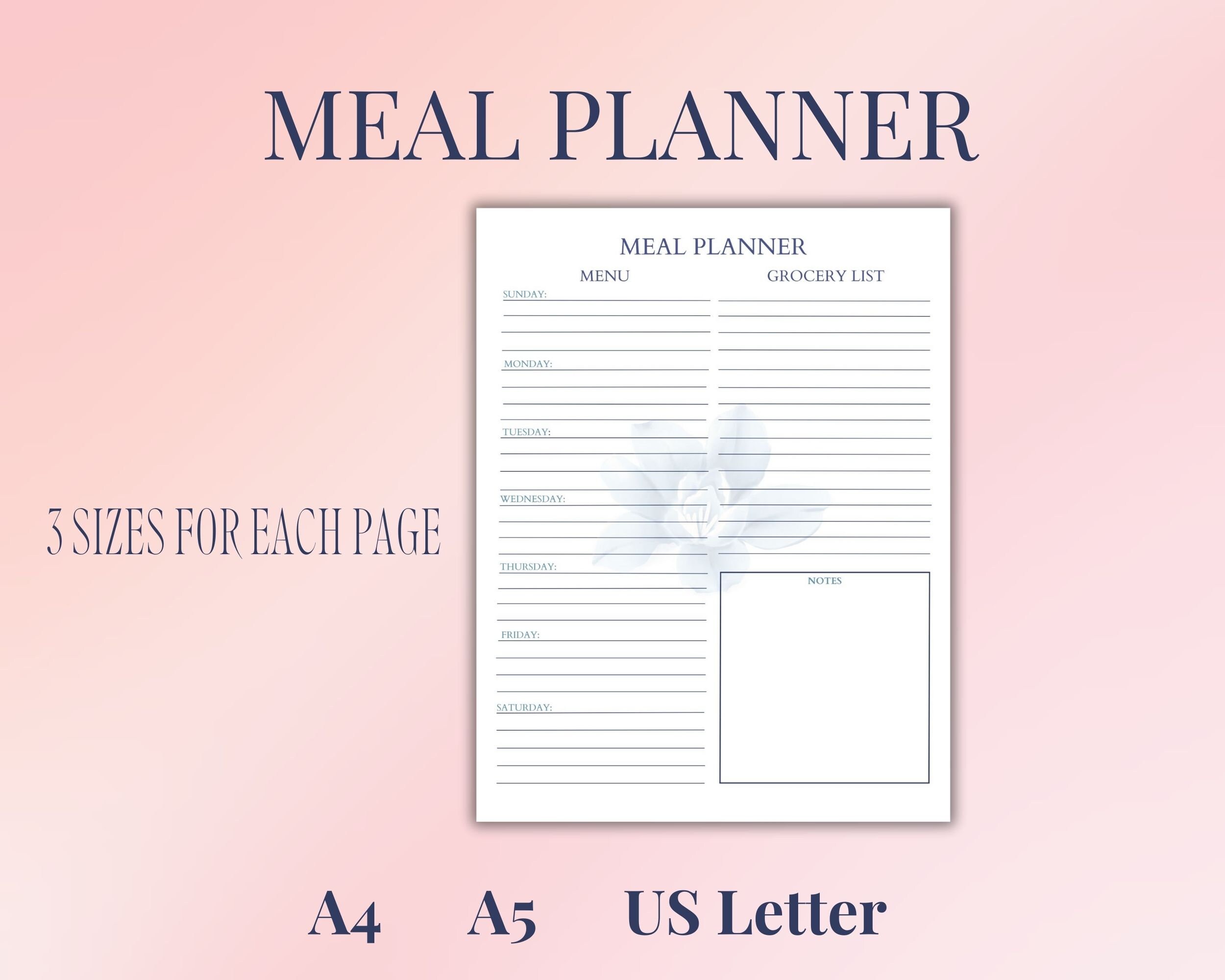 Printable Daily Meal Planner Weekly Meal Planner Grocery List-food ...