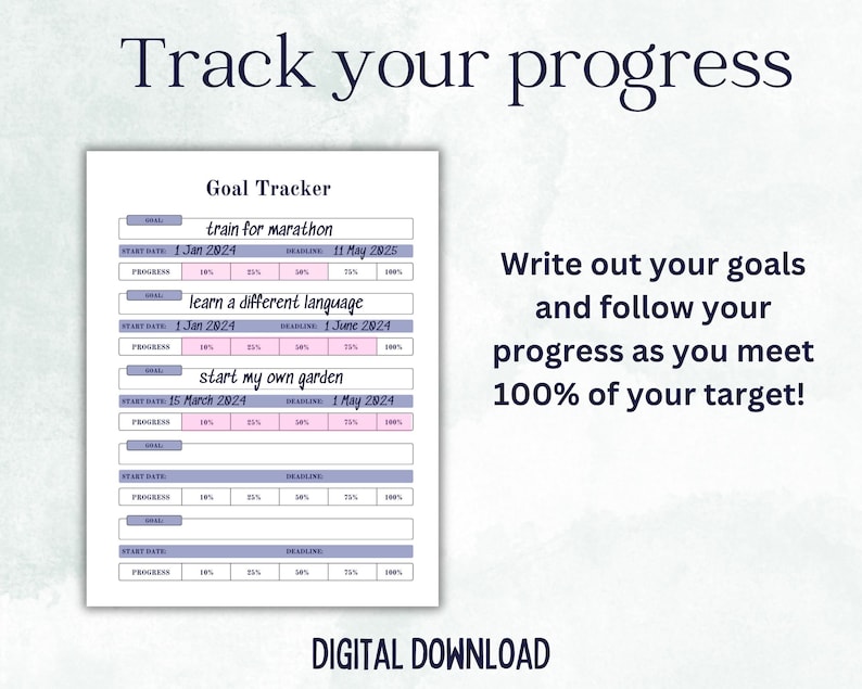 Goal Action Plan Progress Tracker/ Goal Action Printable Planner Sheets ...
