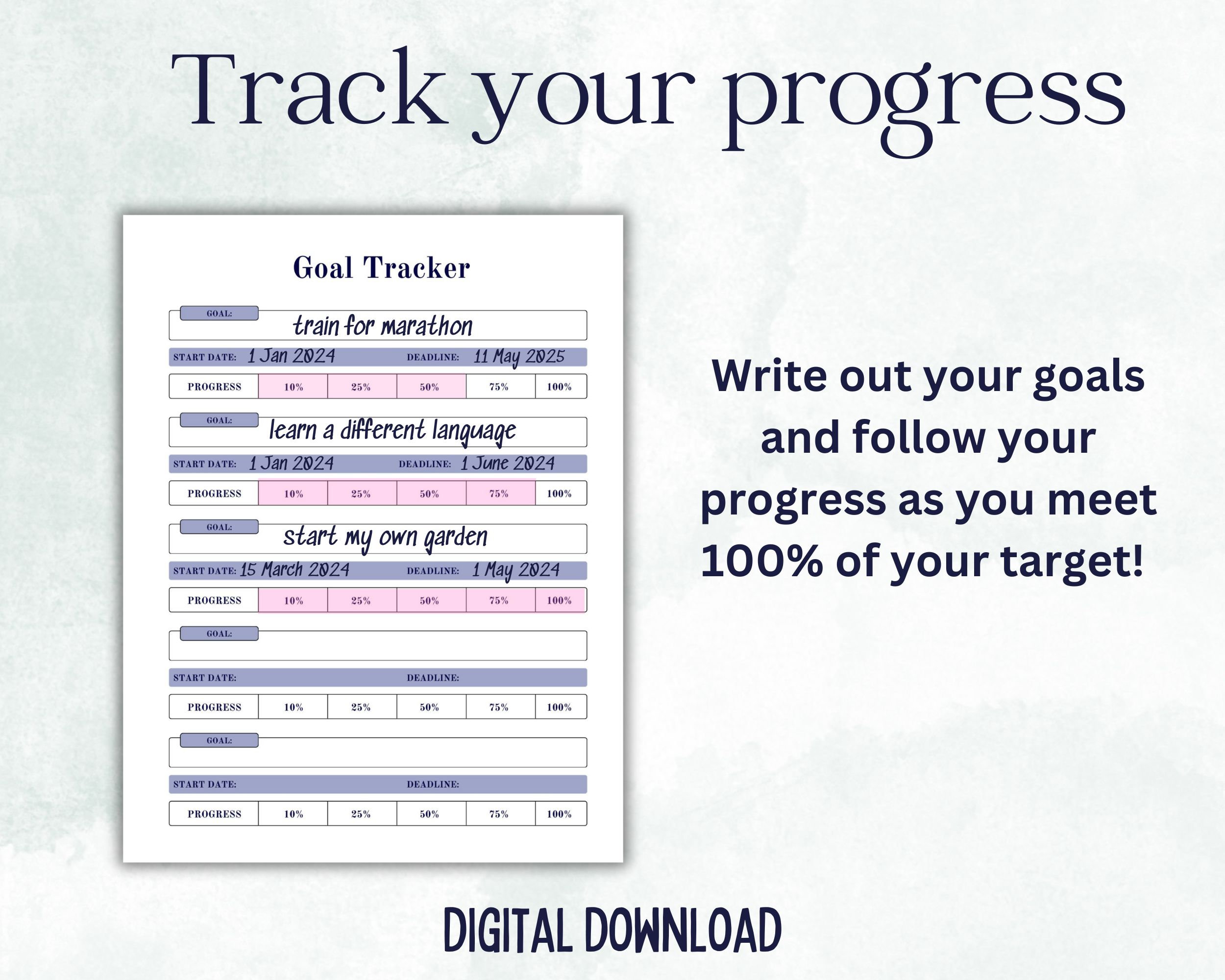 Goal Action Plan Progress Tracker/ Goal Action Printable Planner Sheets ...