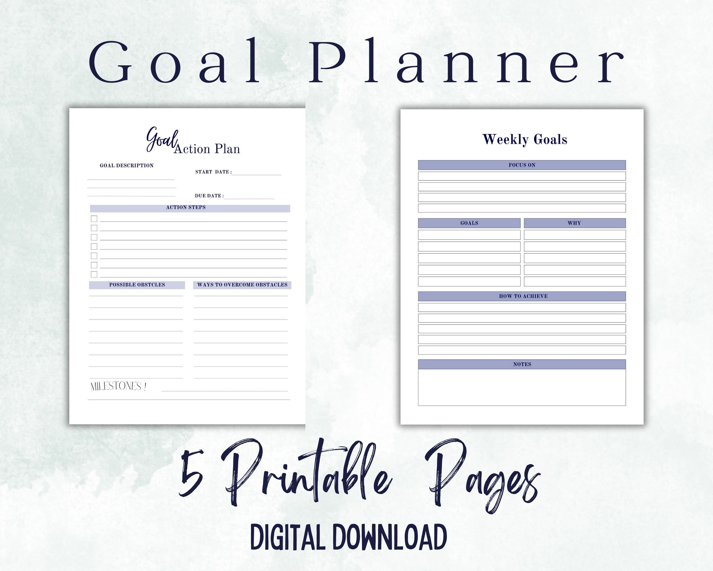 Goal Action Plan Progress Tracker/ Goal Action Printable Planner Sheets ...