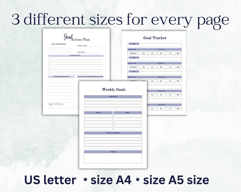 Goal Action Plan Progress Tracker/ Goal Action Printable Planner Sheets ...