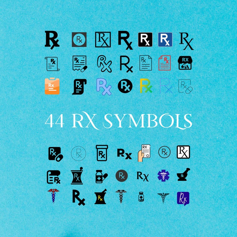 RX Symbol Digital Icons Bundle for Medical & Pharmacy Designs, Unique ...