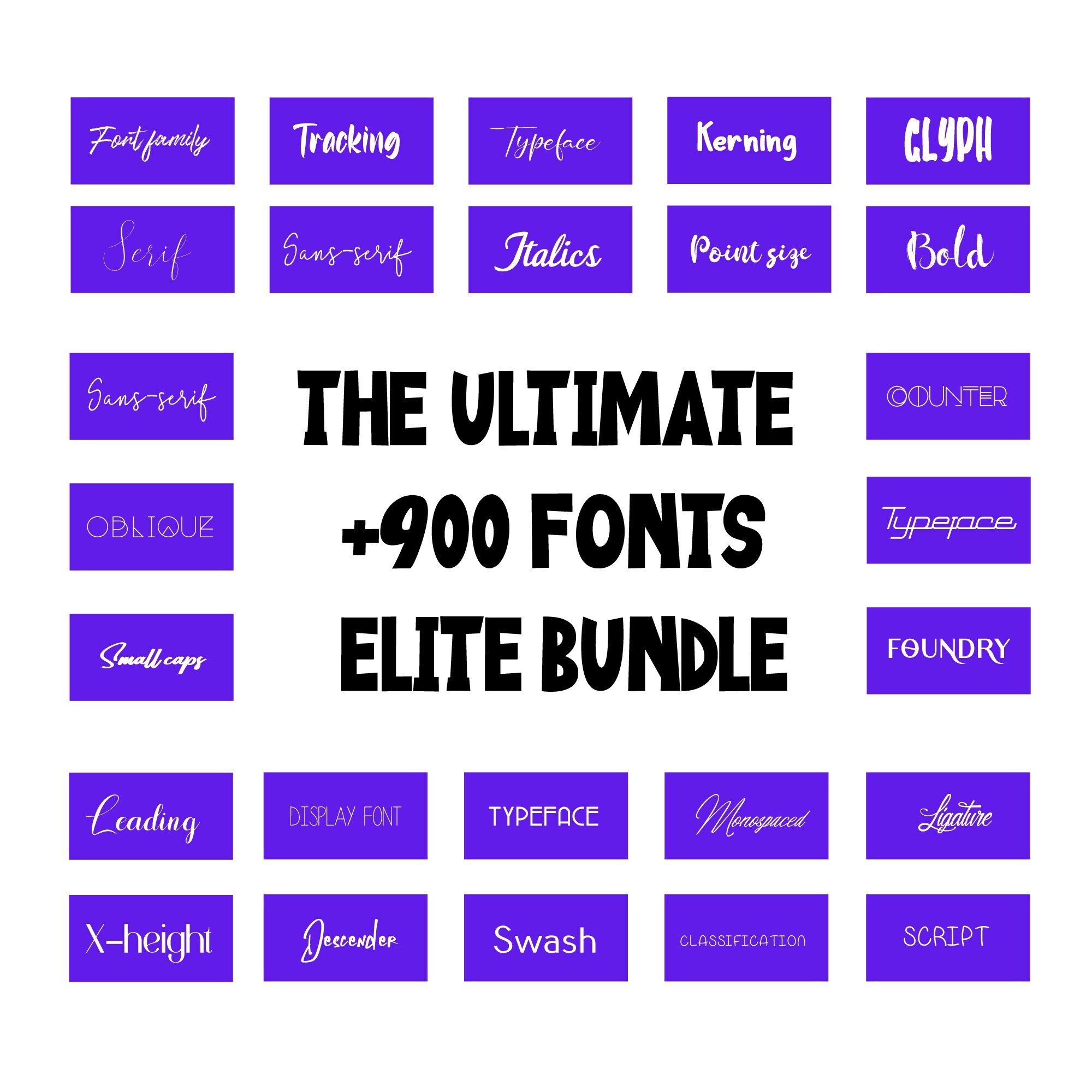 The Ultimate Elite Mega Bundle, 900 Fonts, Script, Retro, Handwriting ...