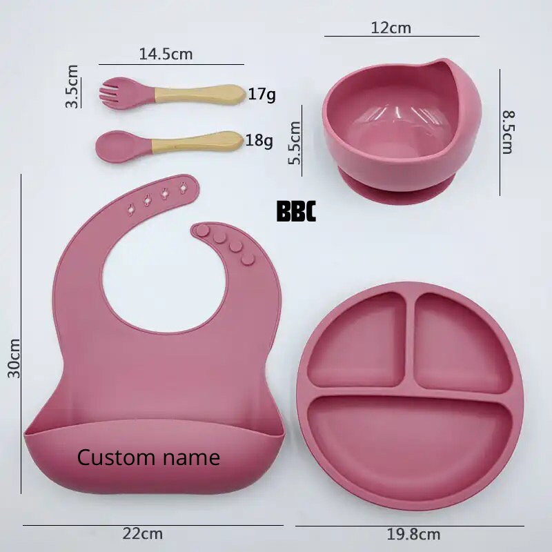 Personalized Silicone Weaning Set, Toddler Dinner, Baby Weaning Kit ...