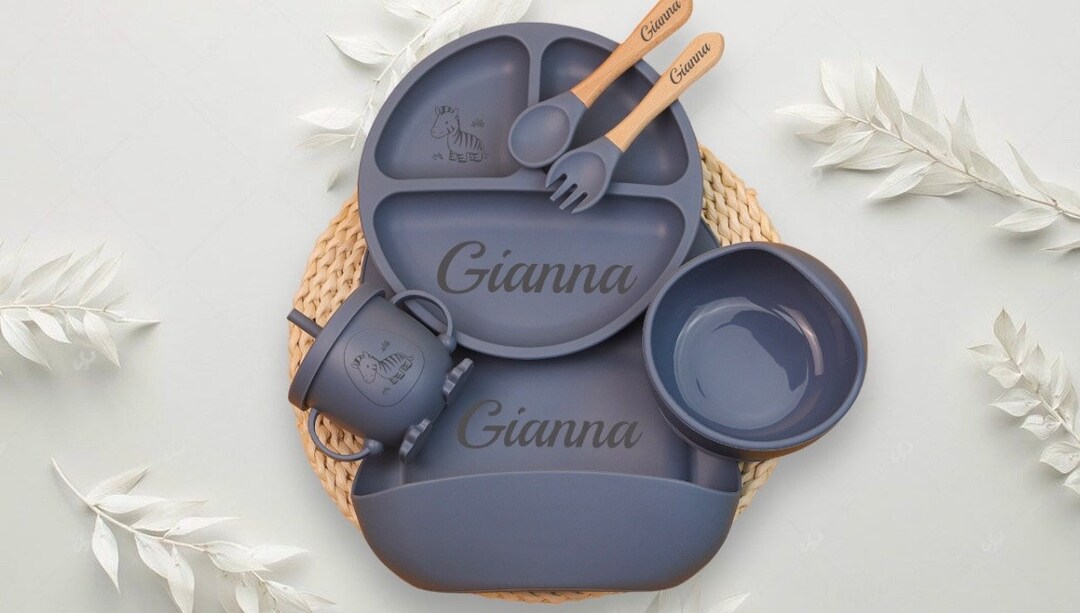 Personalized Silicone Weaning Set, Toddler Dinner, Baby Weaning Kit ...