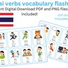 Thai Verbs Flashcards With Cute Pictures and Thai/english/easy ...