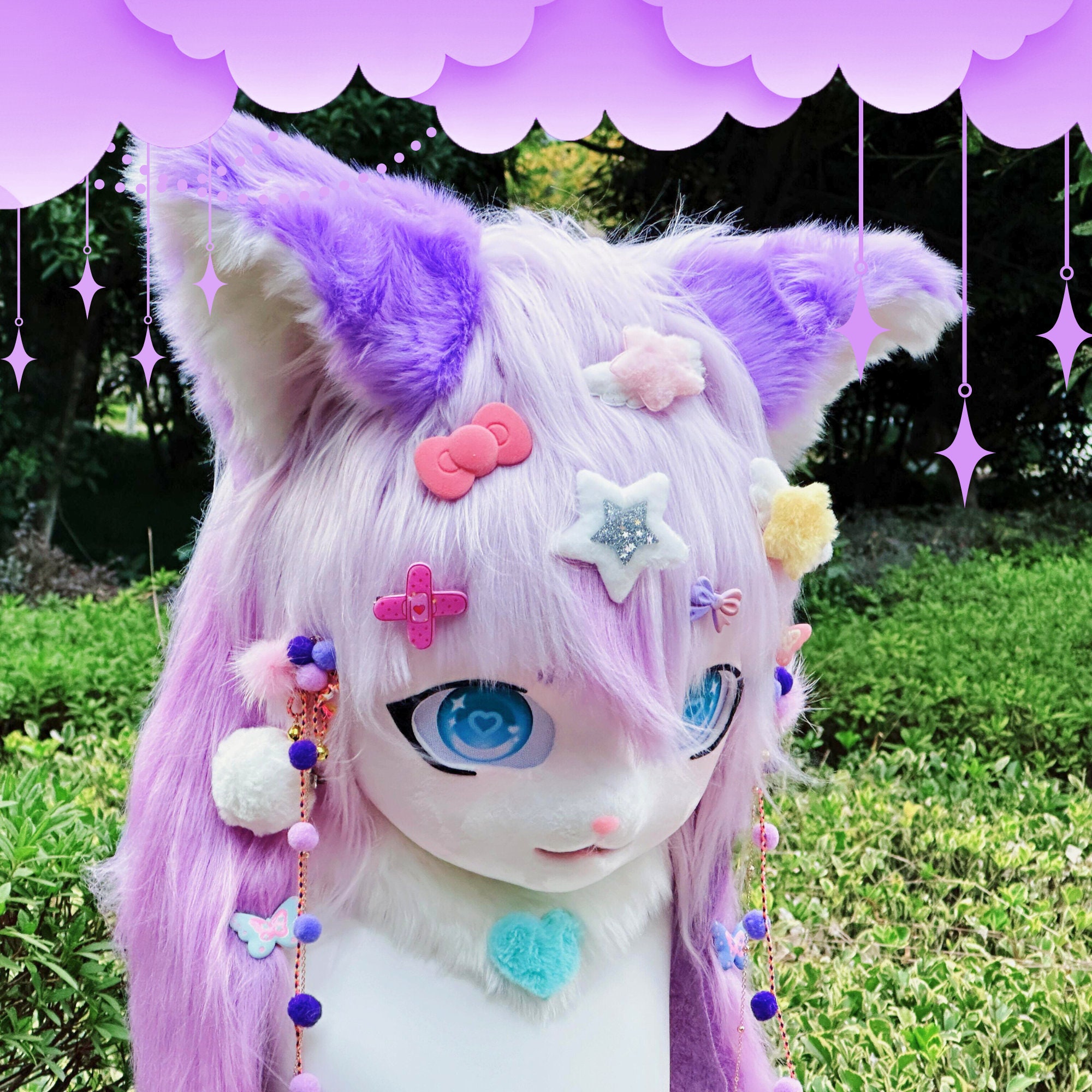 Kigurumi Purple Fursuit Head for Beginners One-size-fits-all Furry ...