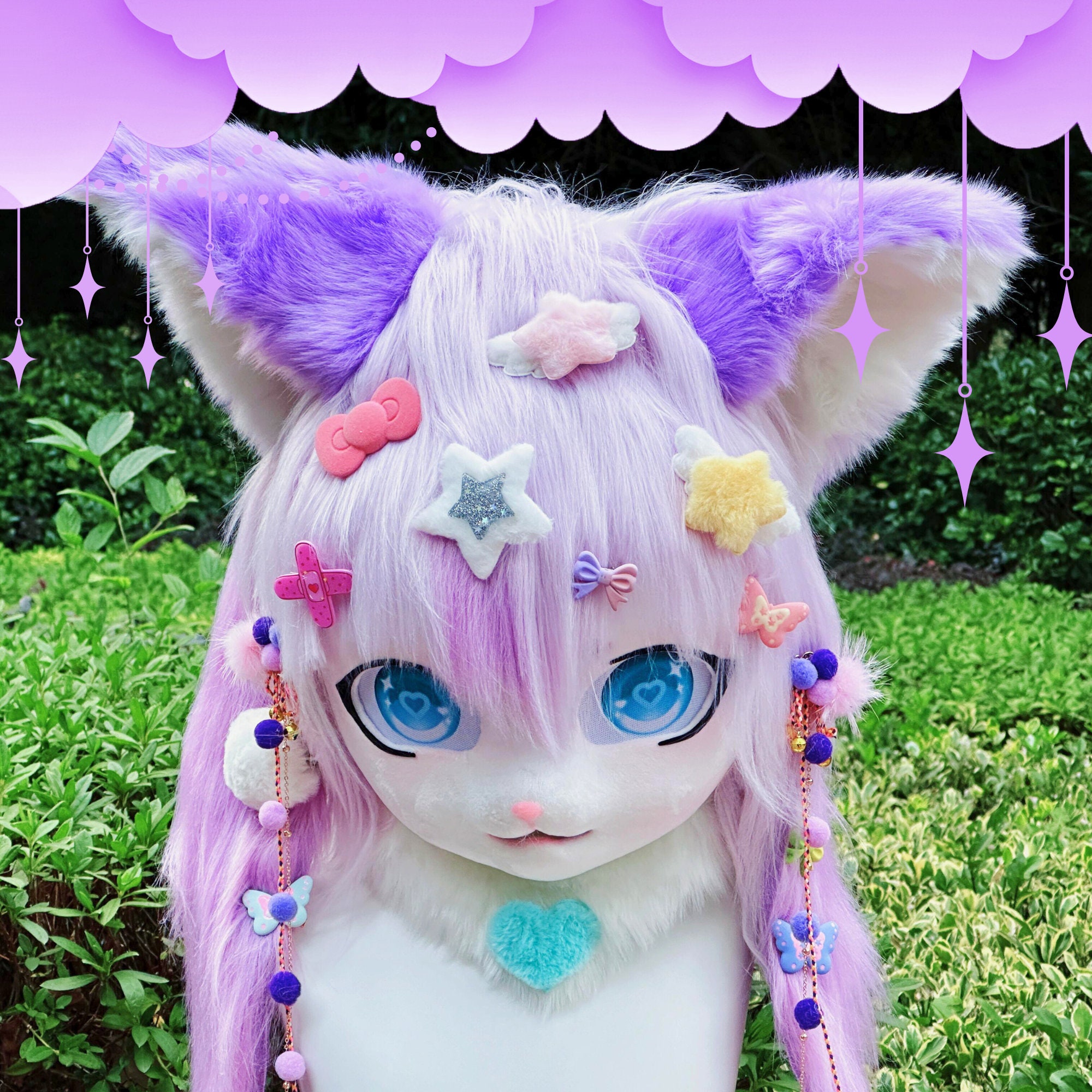 Kigurumi Purple Fursuit Head for Beginners One-size-fits-all Furry ...