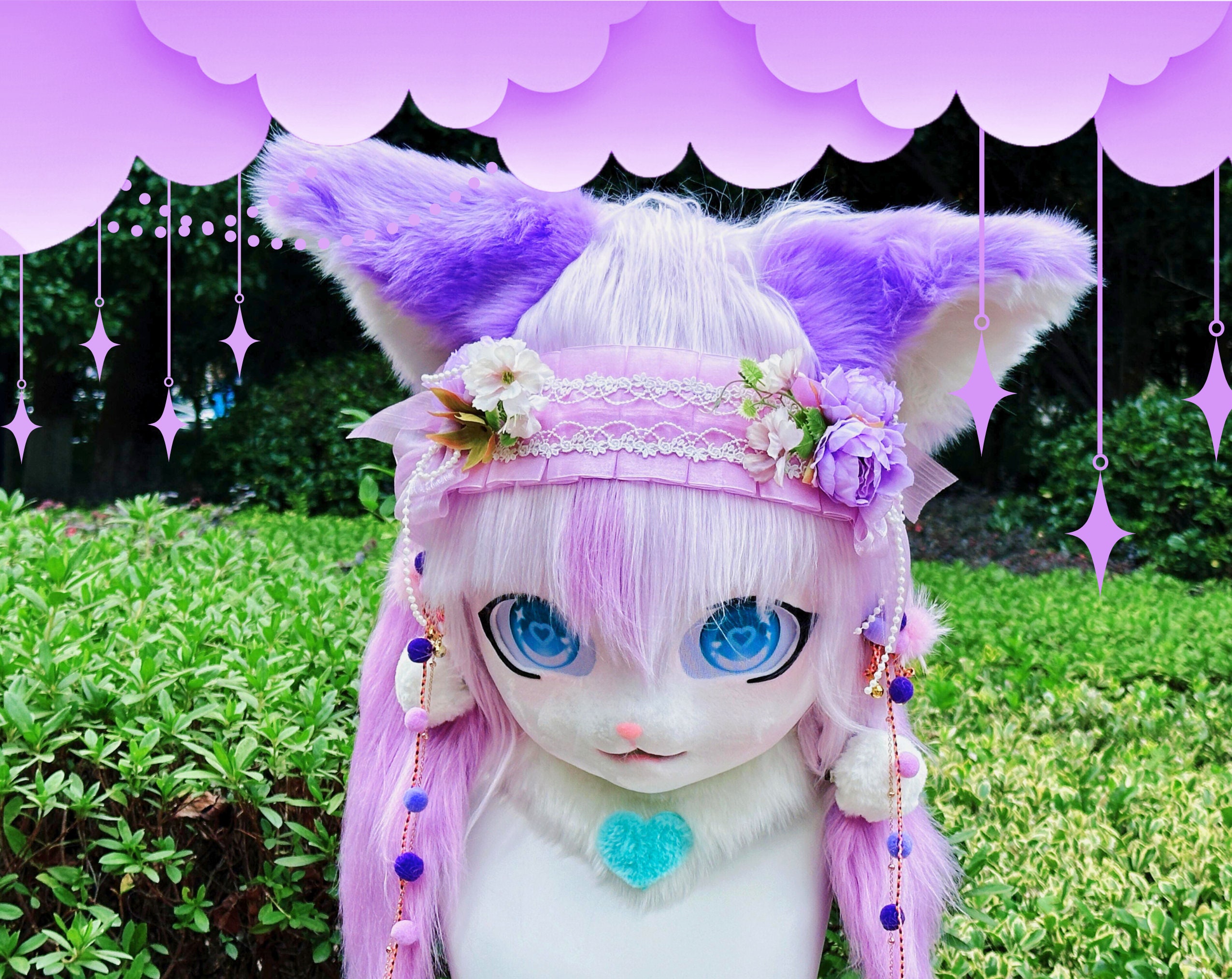 Kigurumi Purple Fursuit Head for Beginners One-size-fits-all Furry ...