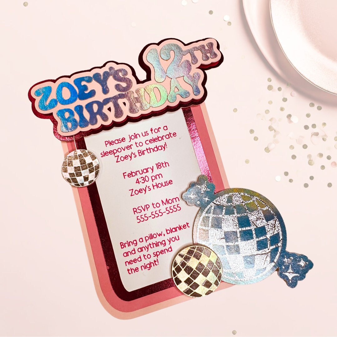 Pink Disco Birthday Invitation Birthday Party Invitation Disco Cowgirl ...