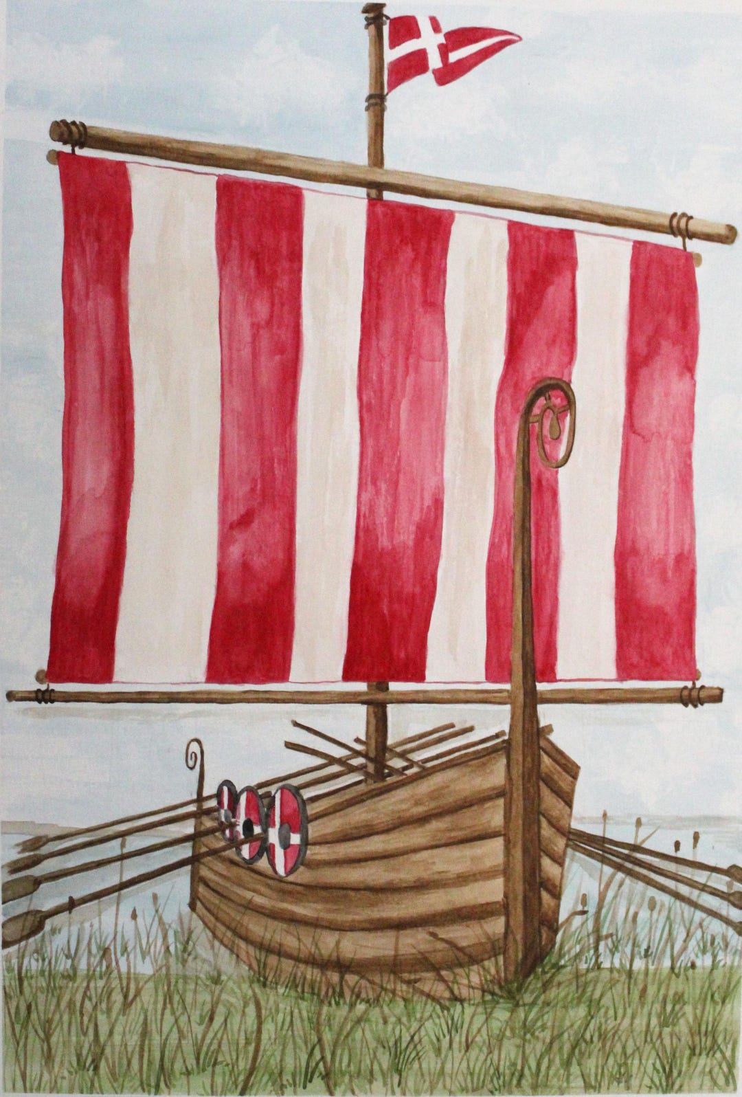 Viking Merchant Ship, Watercolor Painting - Etsy