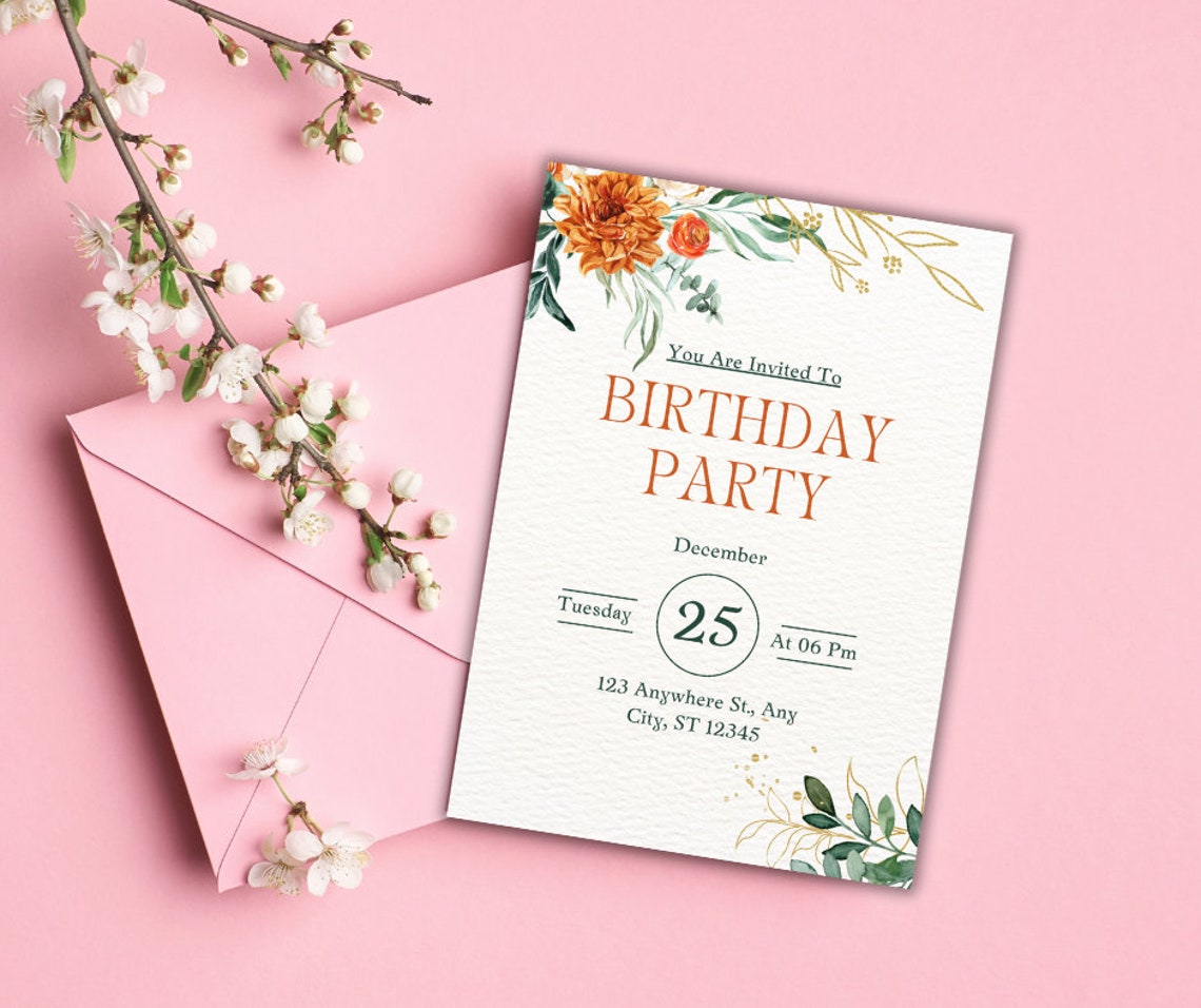 Virtual Birthday Invitation Template, Digital Download, Printable ...