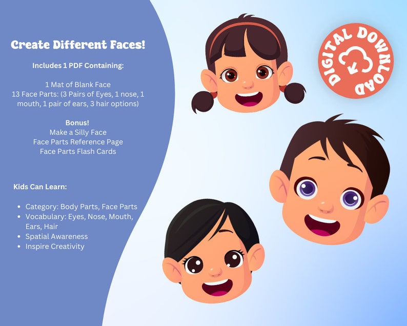Build A Face Kid's Activity | Learn Body Parts in Vietnamese - Face ...