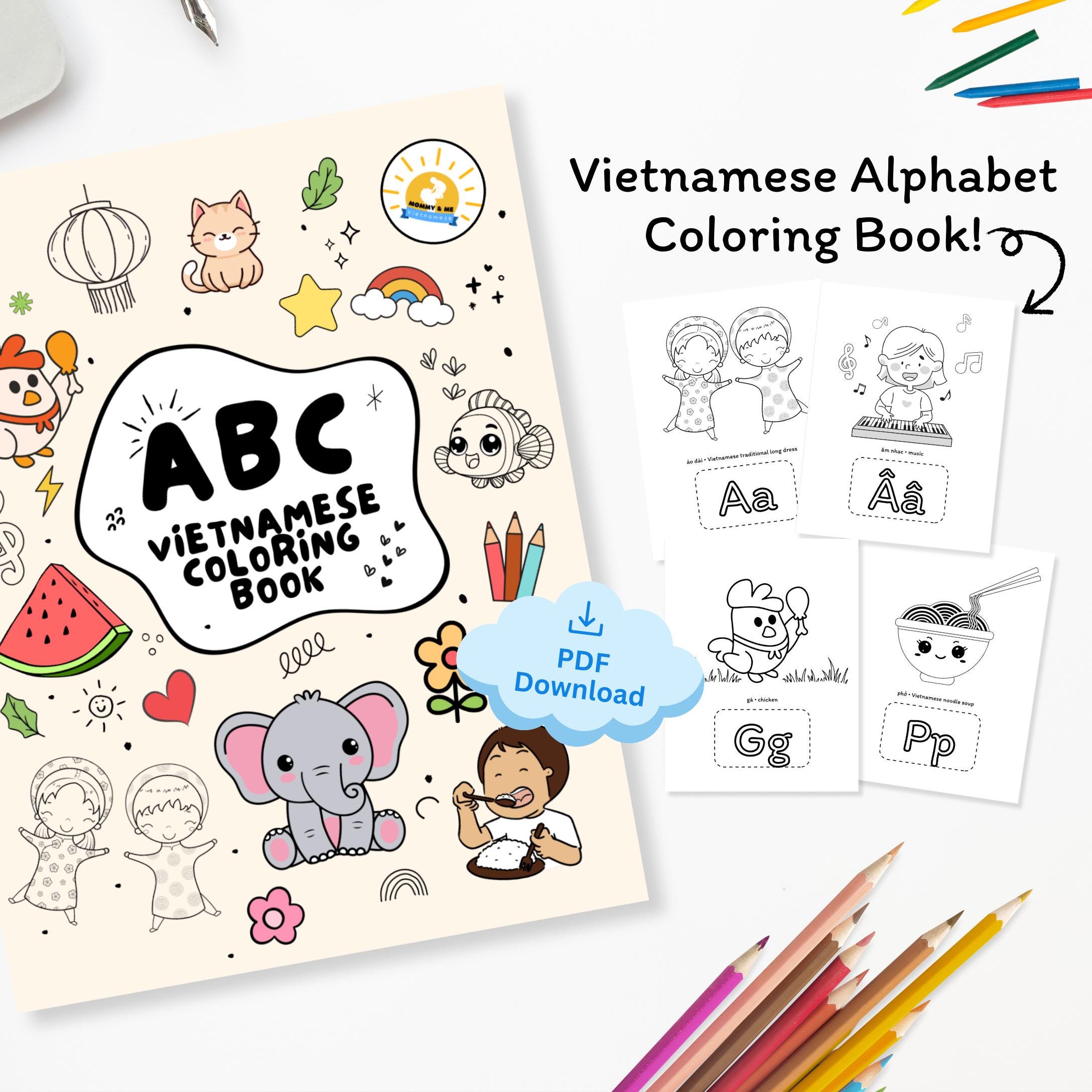 Vietnamese Alphabet Coloring Book for Kids [PDF Download] From Mommy ...