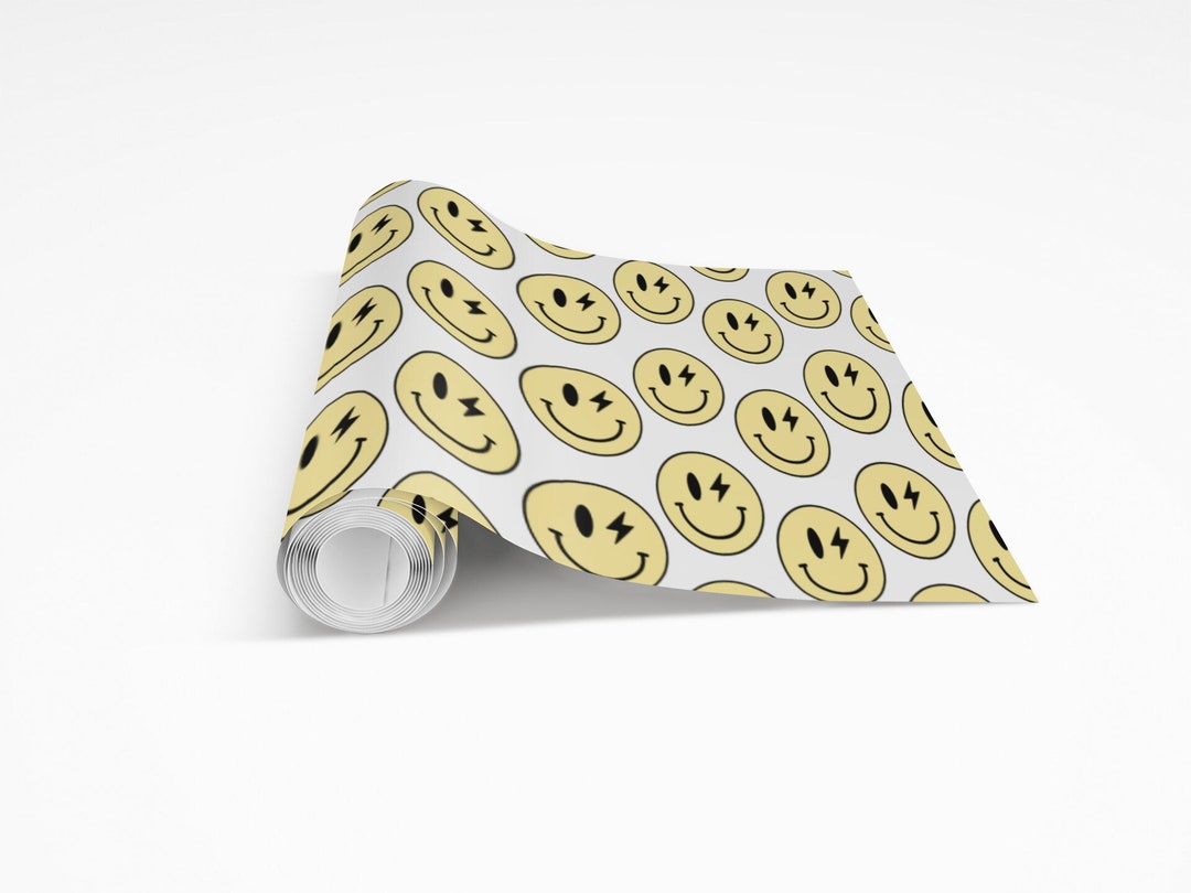 Yellow Preppy Smiley Face Wrapping Paper Yellow Preppy Smiley Face Gift ...