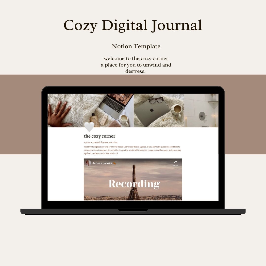 Cozy Themed Notion Template, Digital Journal, Cozy Planner, Wellness ...