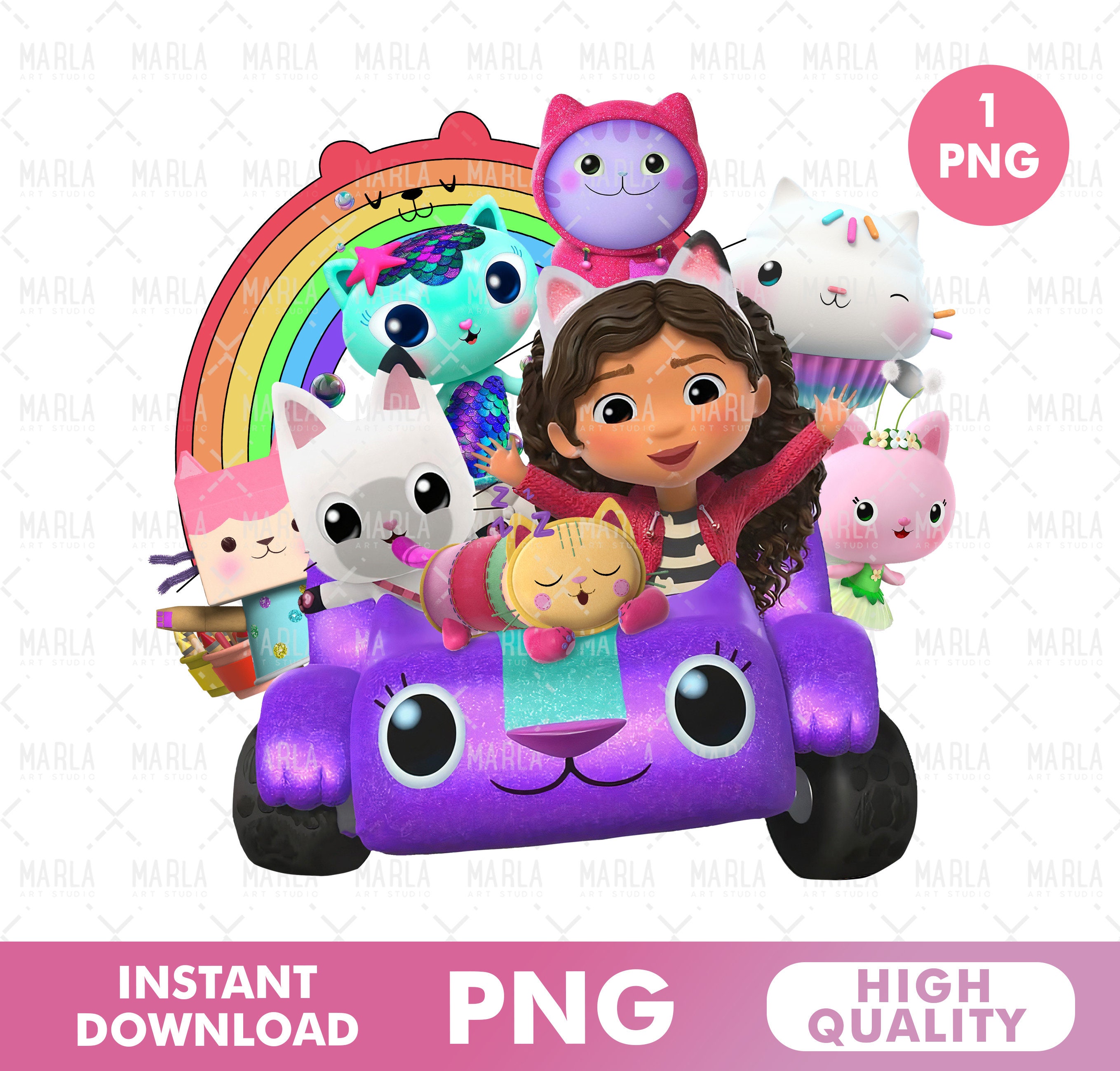 Gabbys Dollhouse PNG, Gabbys Birthday Invitation, Gabbys Car Png ...