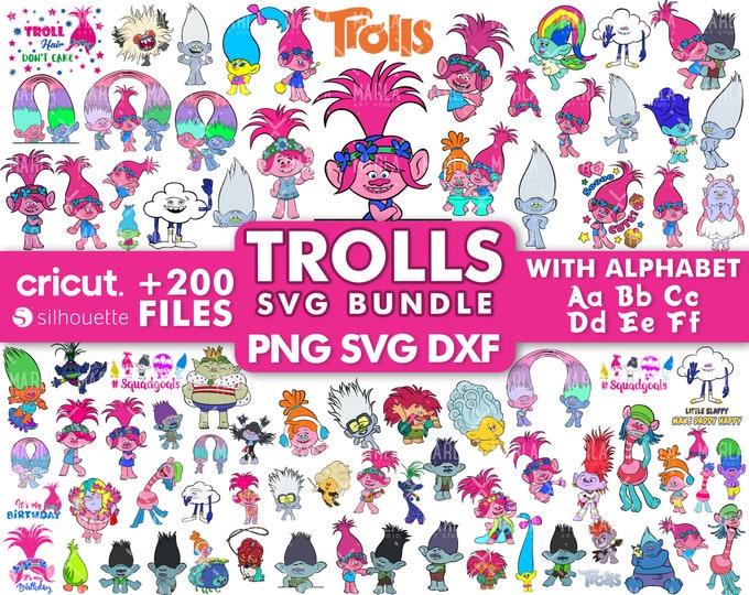Trolls SVG Bundle, Trolls Png, Svg for Cricut, Poppy Troll Svg, Trolls ...