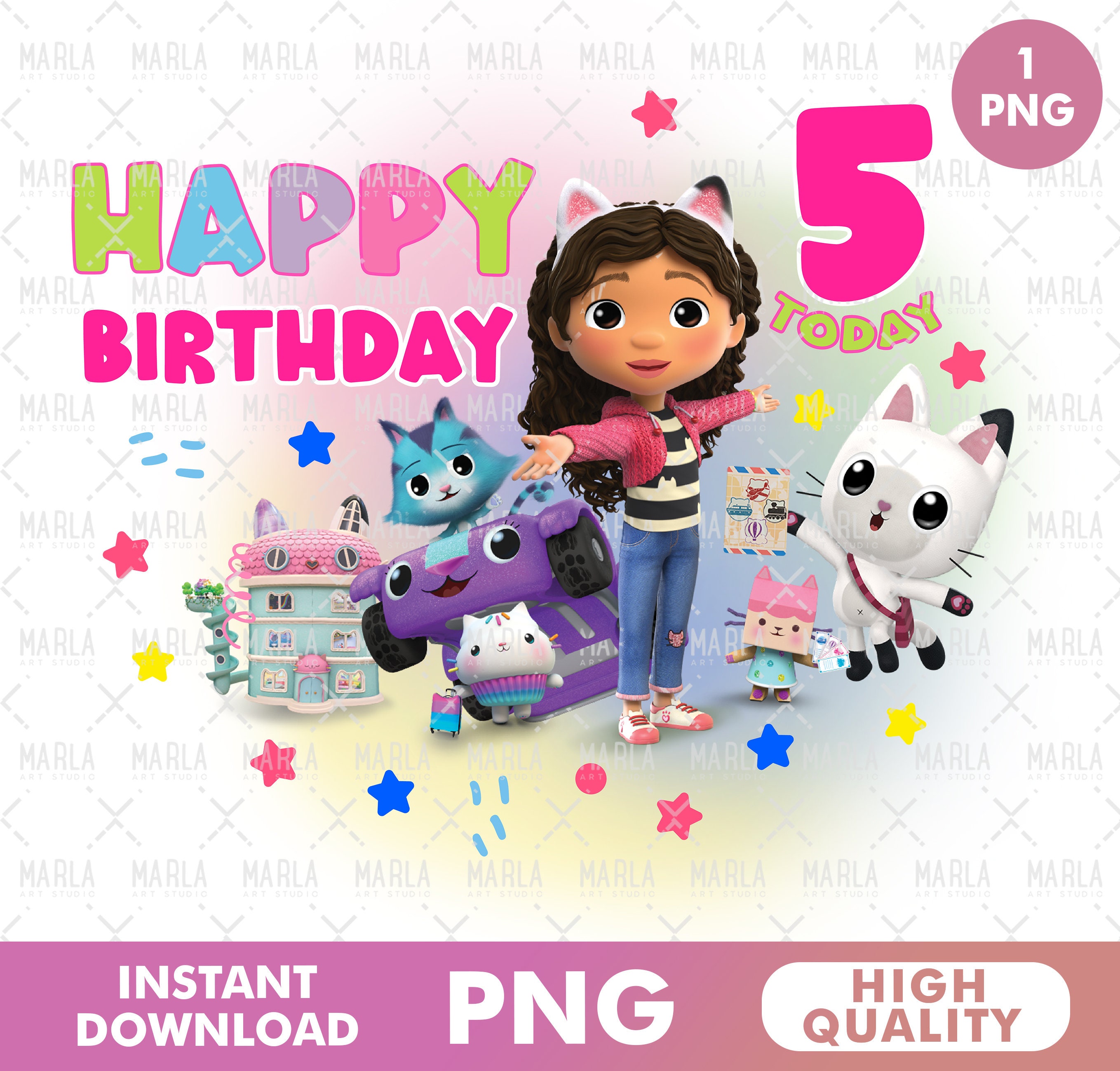 Gabbys Dollhouse PNG, Gabbys Birthday Invitation, Gabbys Birthday ...