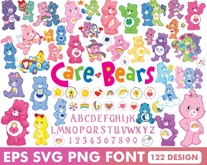 120 Care Bears SVG Bundle, Layered Design, Care Bears Png, Clipart ...