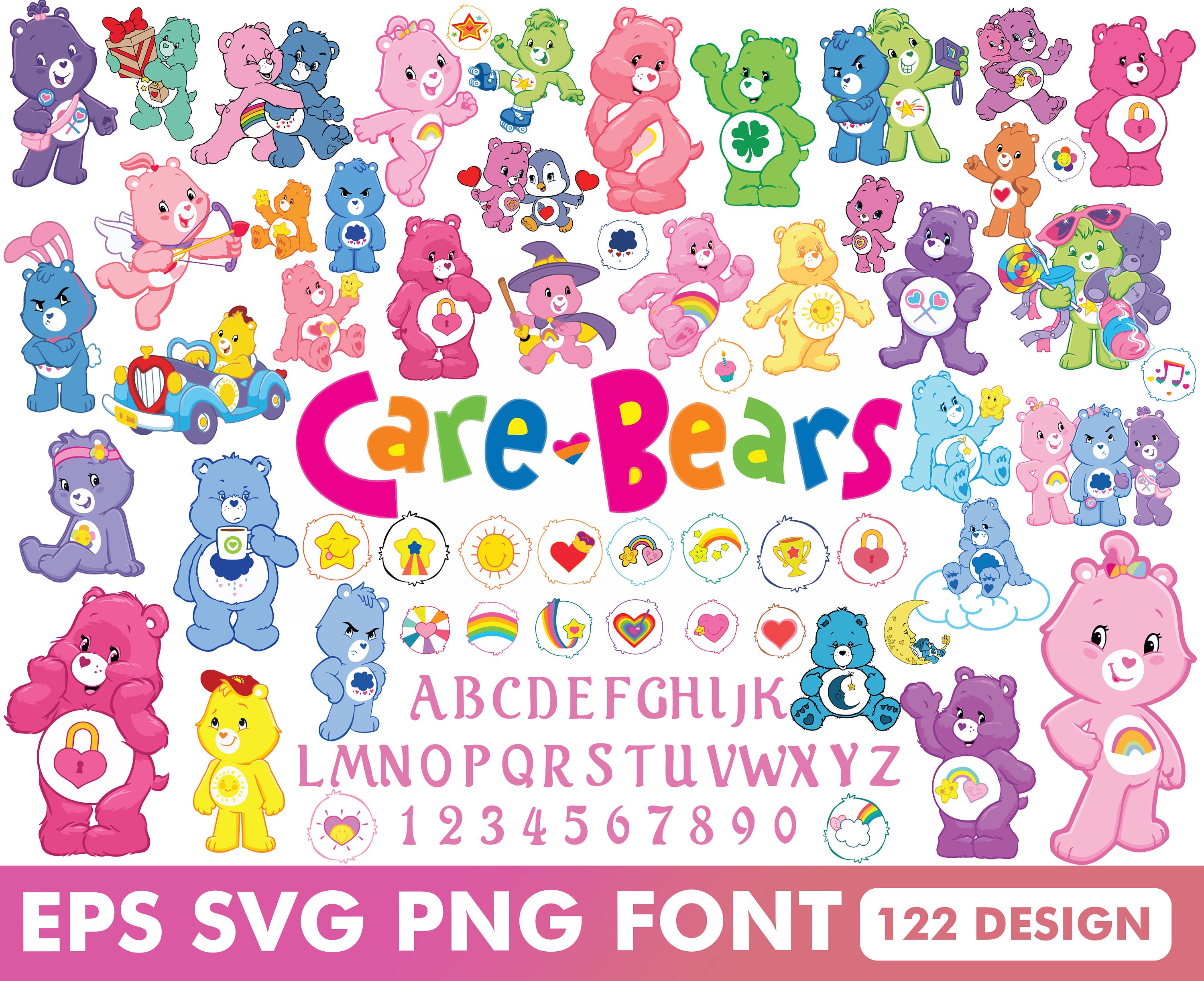 120 Care Bears SVG Bundle, Layered Design, Care Bears Png, Clipart ...