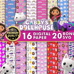 Gabbys Dollhouse Digital Papers, Gabby Dollhouse Seamless Pattern ...