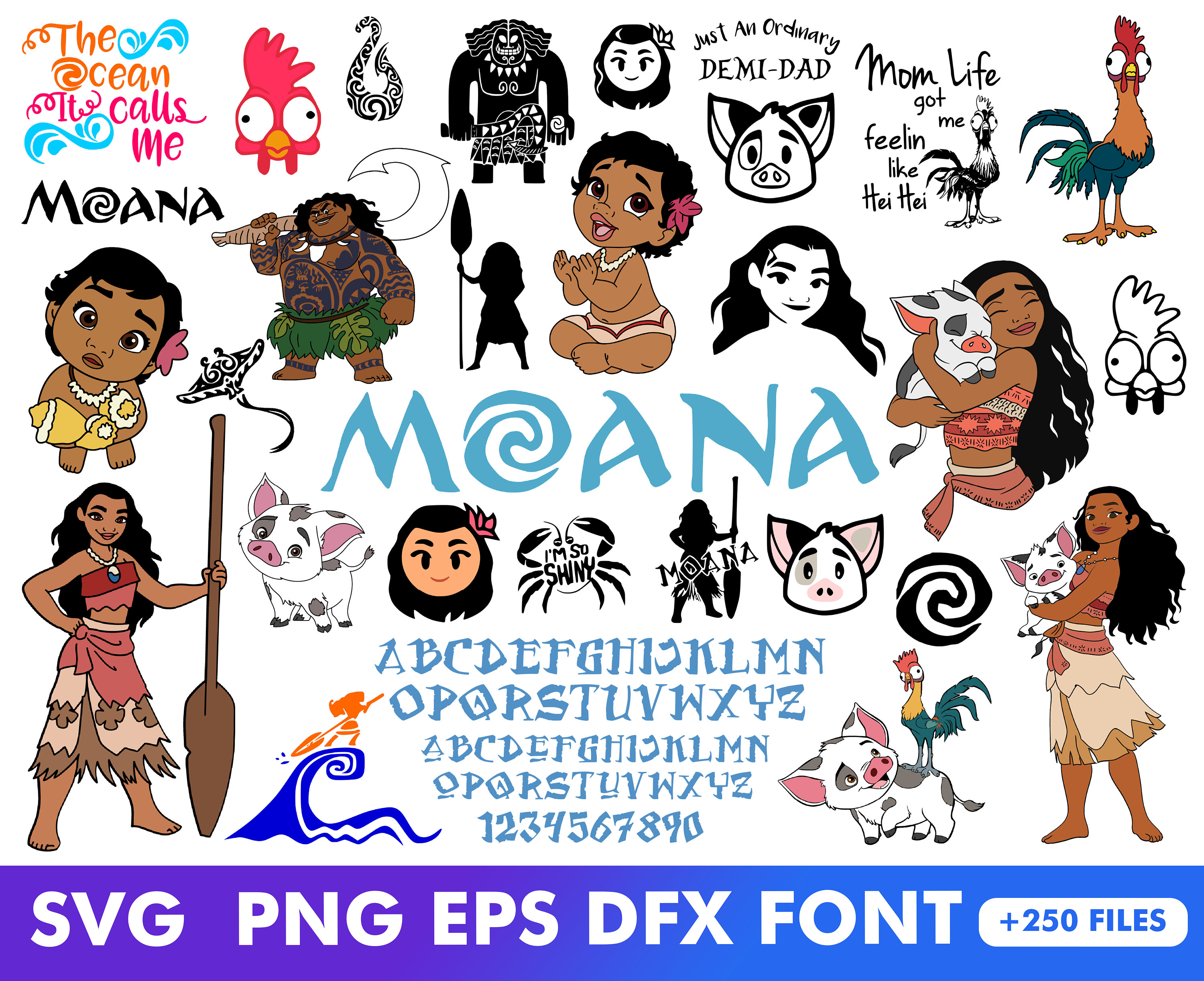 250 Moana SVG Bundle, Moana Svg Files for Cricut, Moana Cake Topper ...
