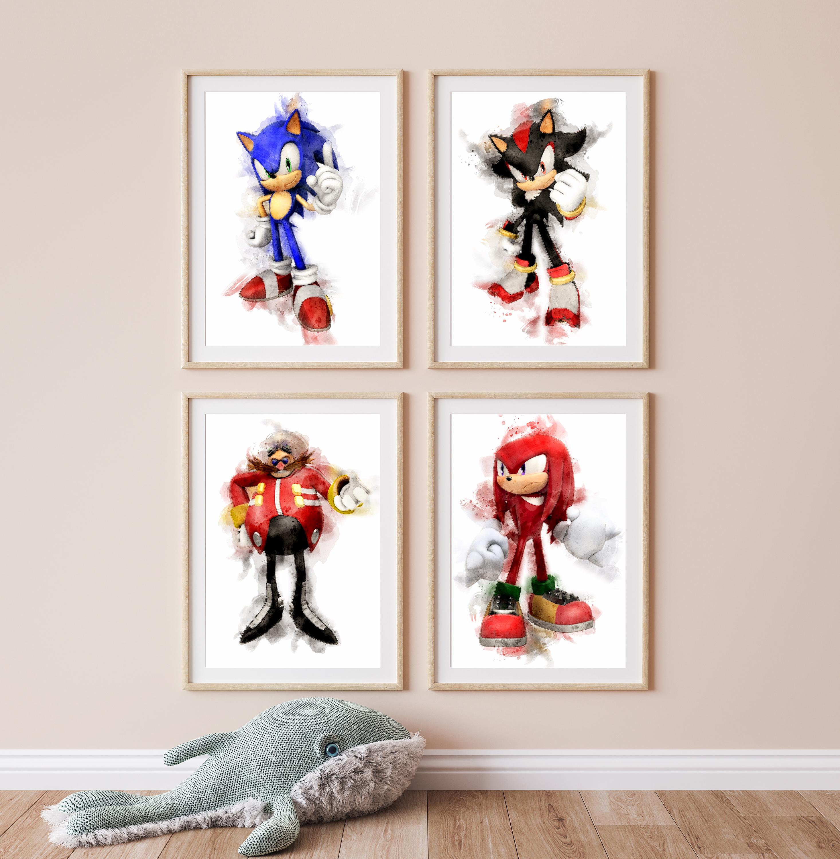 Set of 8 Sonic Watercolor Prints, Sonic Nursery Wall Art, Kids Room ...