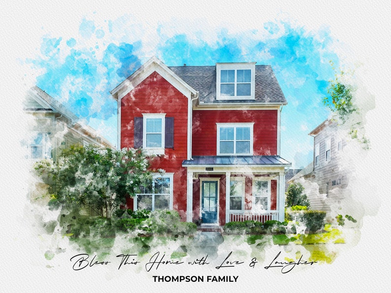 Personalised Watercolour House Portrait, Custom Watercolour House ...