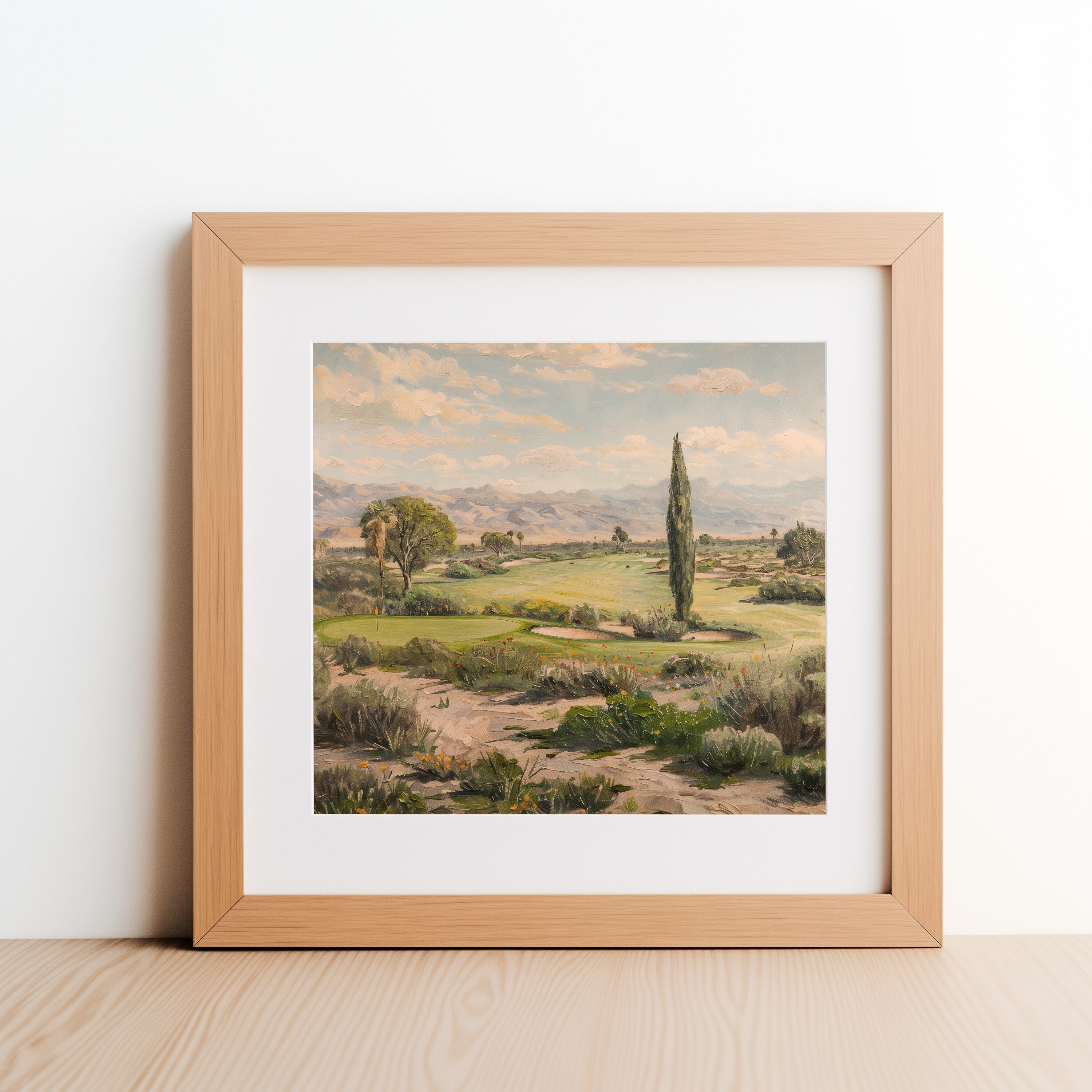 Desert Golf Course Arizona Vintage Oil Painting Print (digital Download ...
