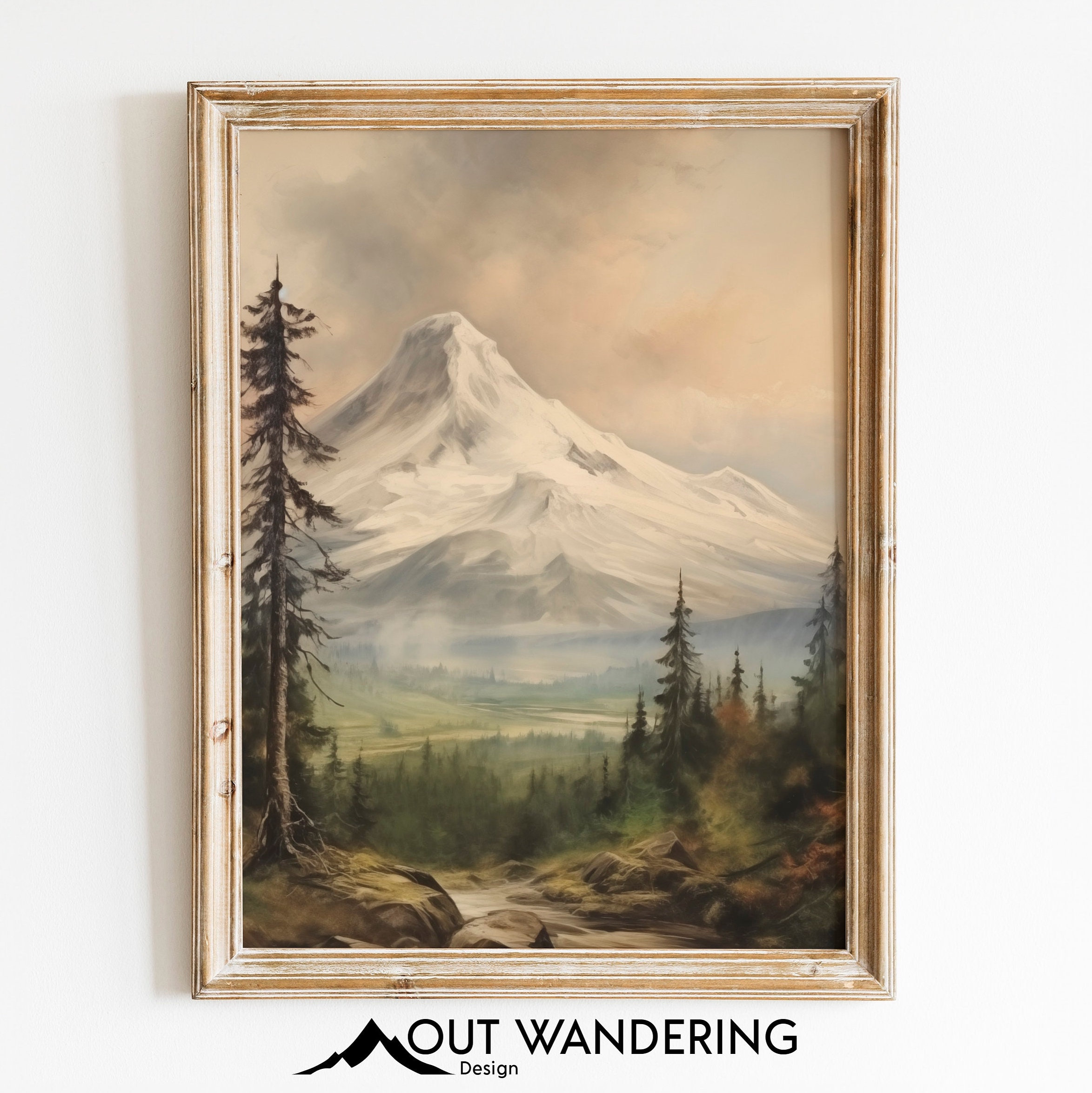 Mt. Hood Landscape Art | Vintage Digital Print Painting | Printable ...