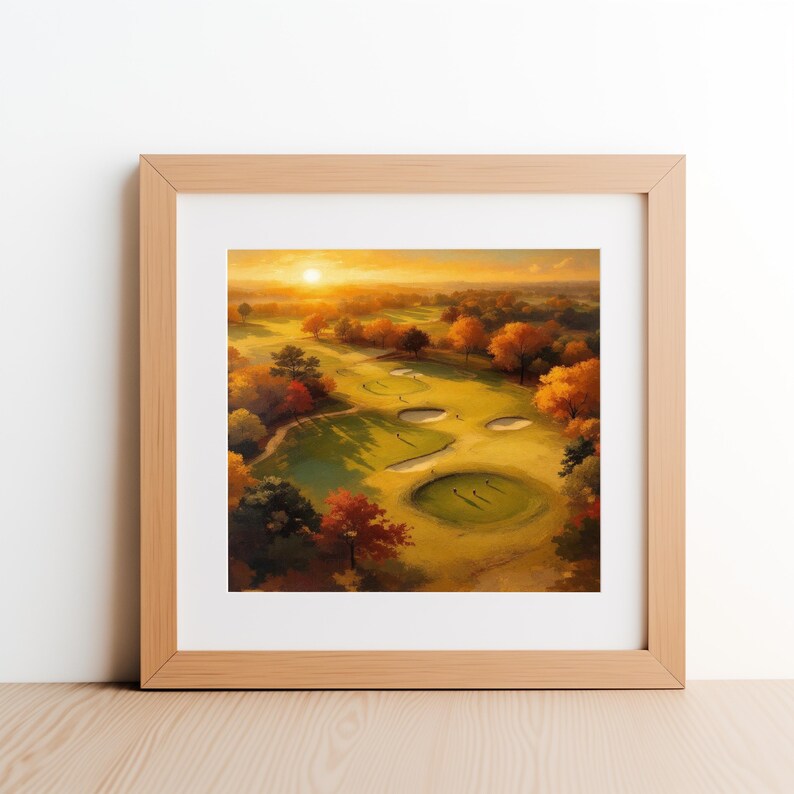Golf Course Wall Art Print Impasto Oil Painting Aerial View Abstract ...
