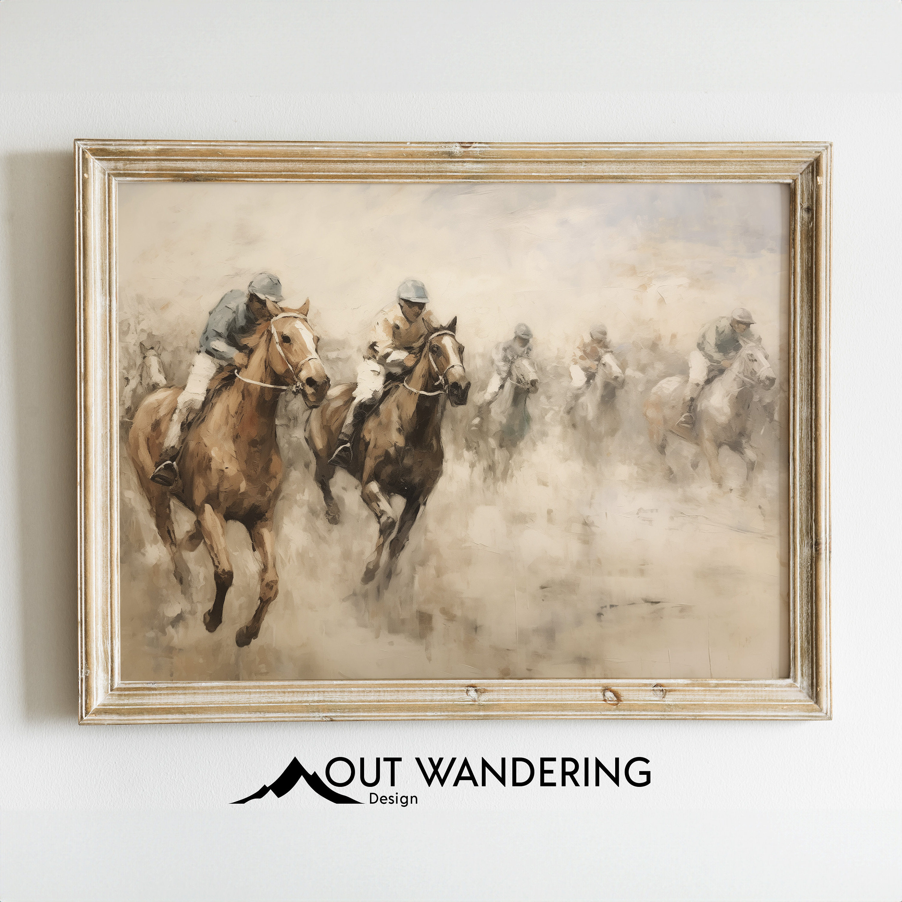 Vintage Horse Race Painting | Fathers Day Idea | Equestrian ...