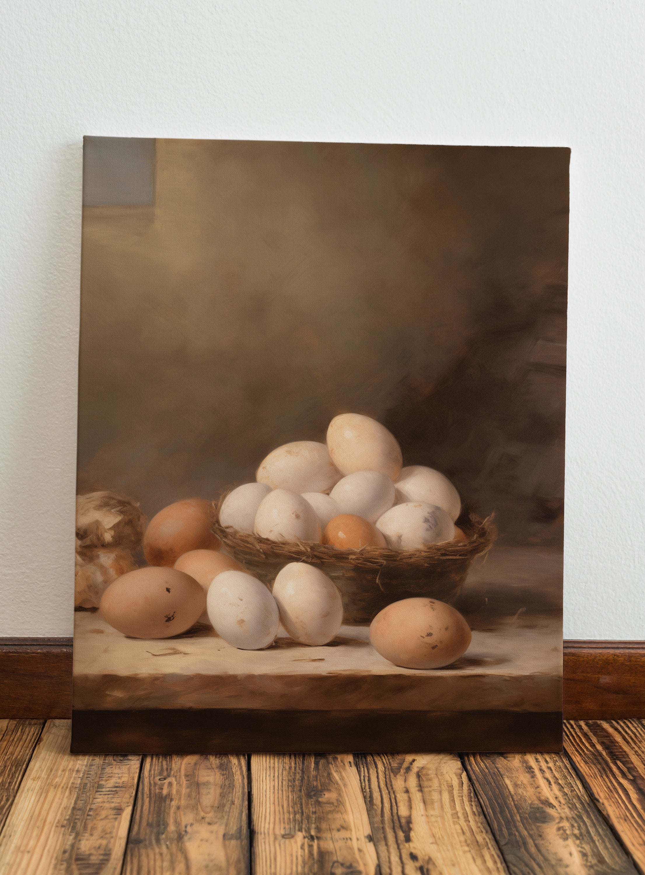Farm House Eggs Print | Farmhouse Vintage Oil Painting | Countryside ...