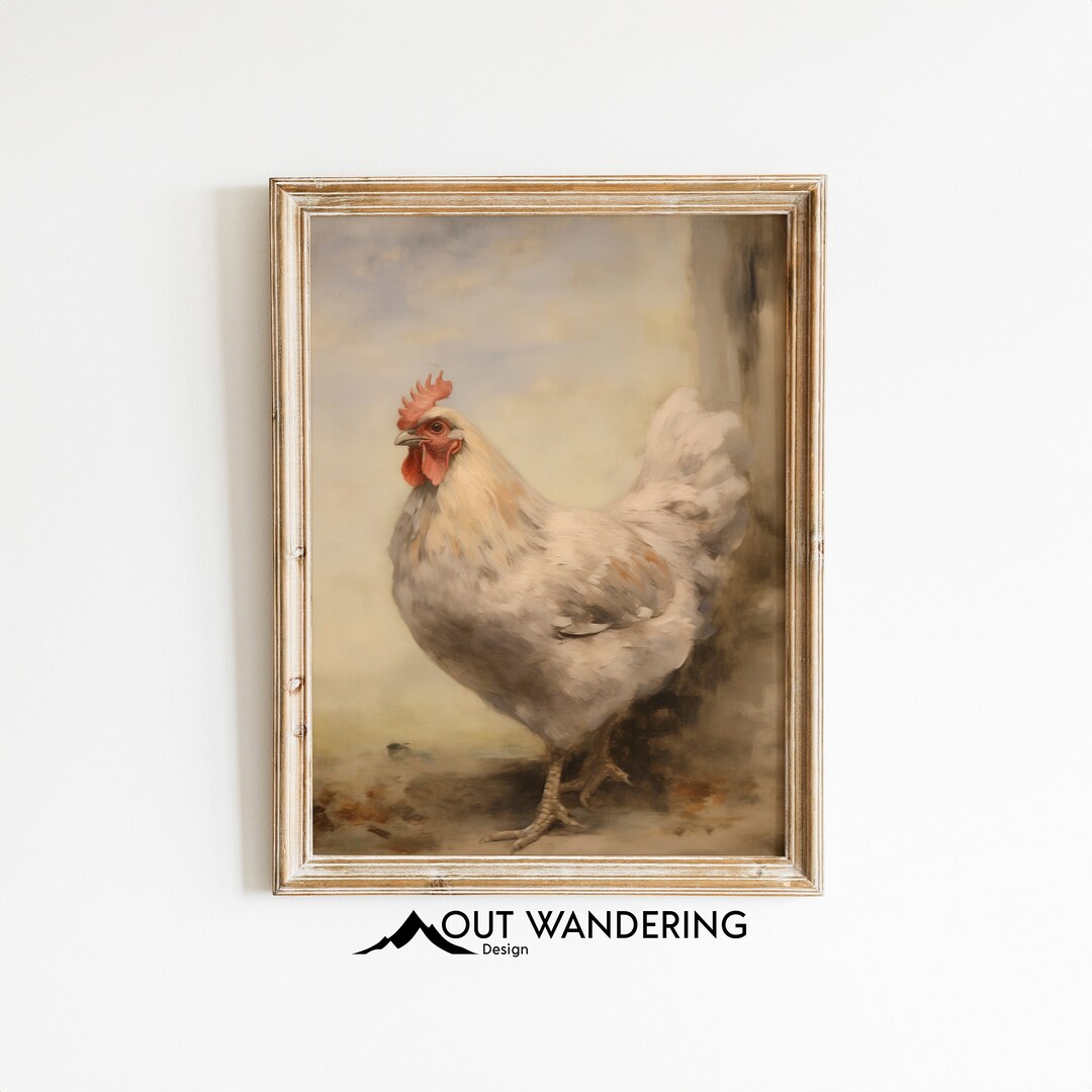 Vintage Style Chicken Barn Wall Art Print | Farm Chicken Portrait ...