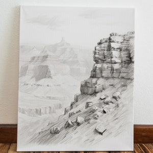 Grand Canyon Sketch Art Print | Vintage Landscape Wall Art (digital ...