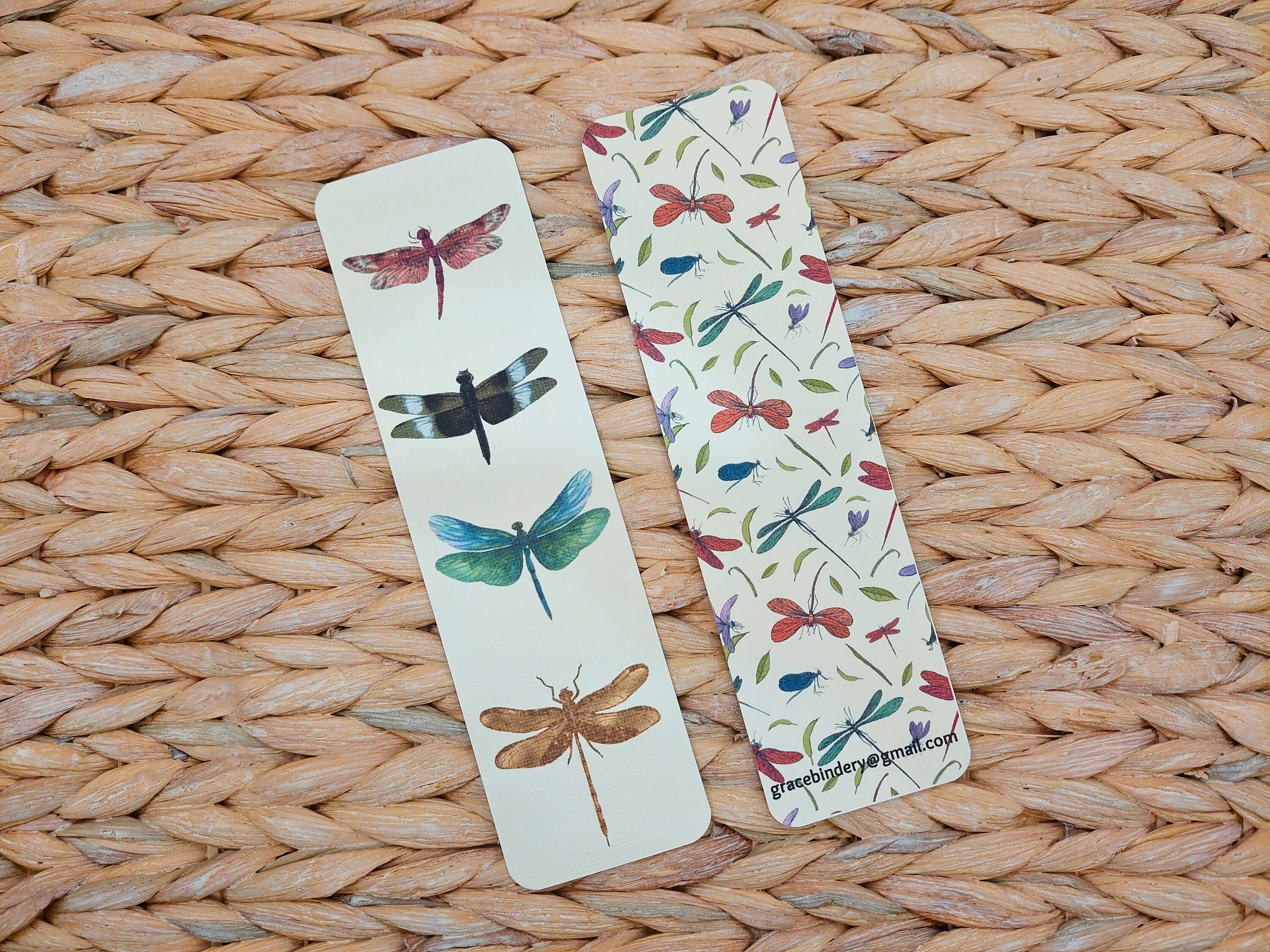 Dragonfly Bookmark, Handmade Bookmark, Double-sided Bookmark ...