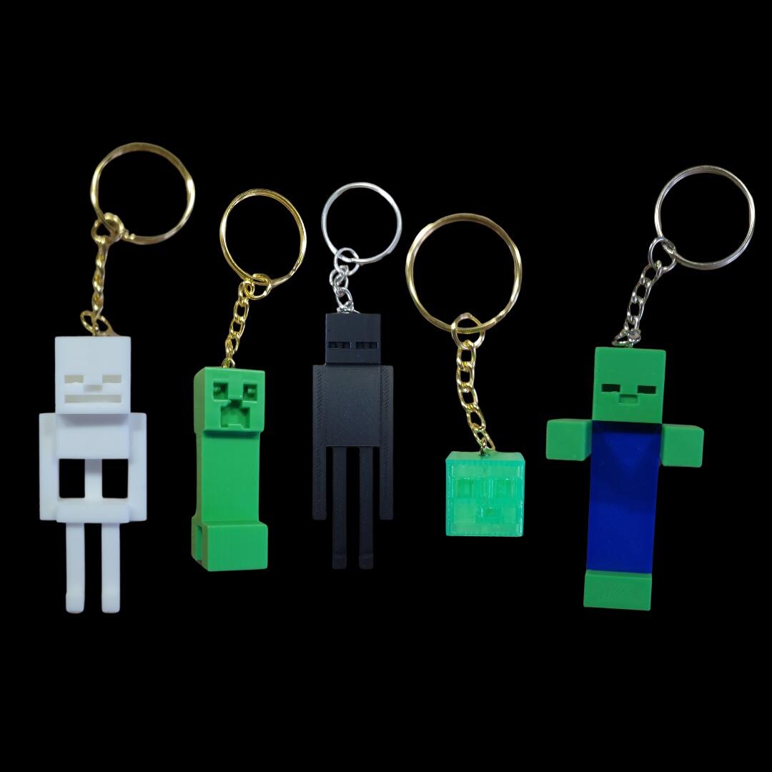 3D Printed Pixel Monster Keychain | Zombie Skeleton Creeper Slime ...