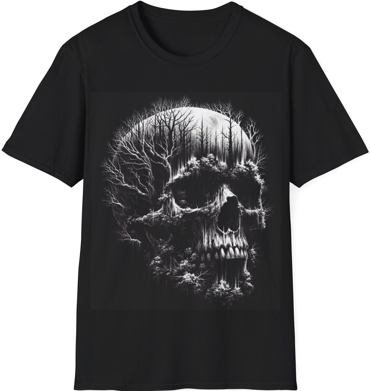 Skull T-shirt, Skull Graphic Tee, Skull Art T-shirt, Skull Tree Shirt ...