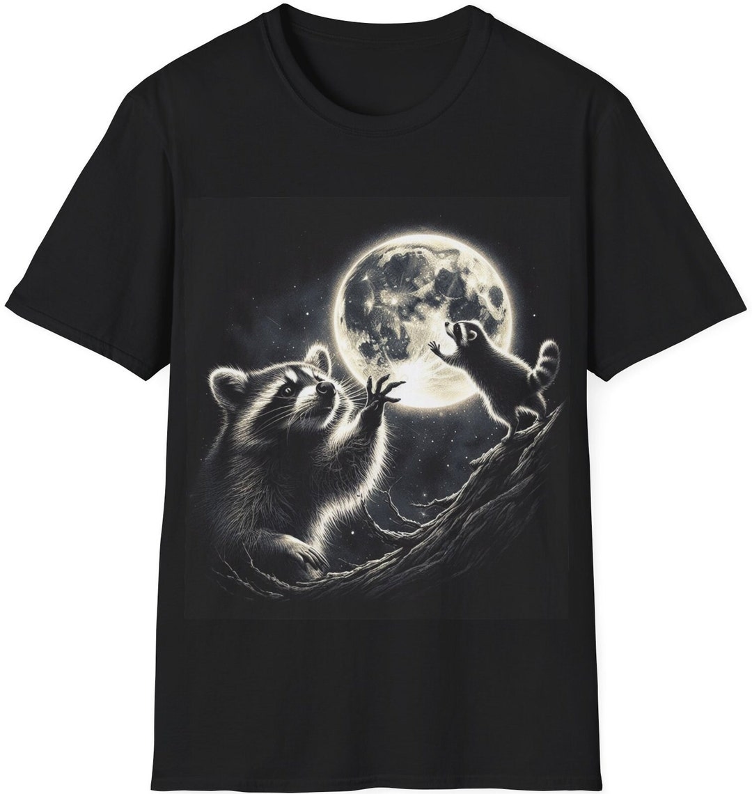 Raccoon T-shirt, Raccoon Moon Tshirt, Raccoon Graphic Tee, Raccoon ...